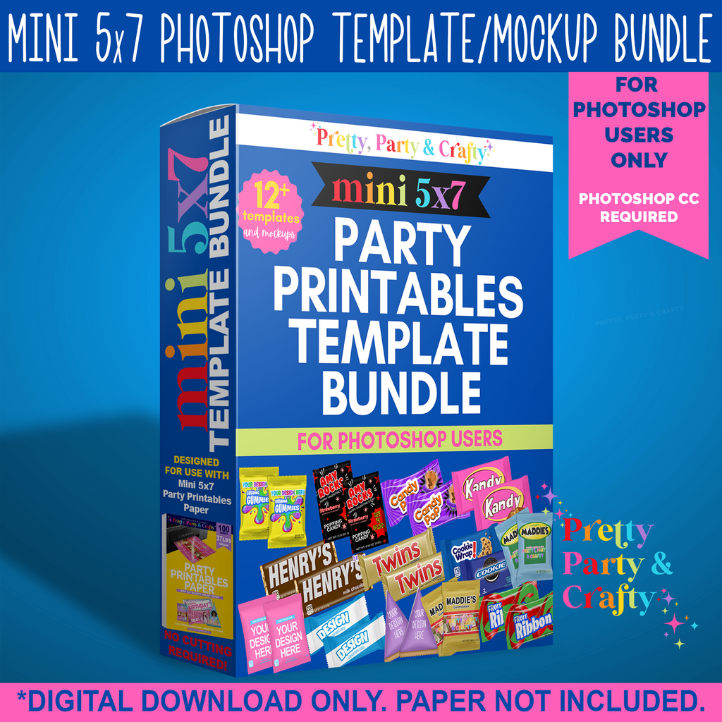 Mini 5x7 Party Favor Template Bundle -PHOTOSHOP – Pretty Party and Crafty