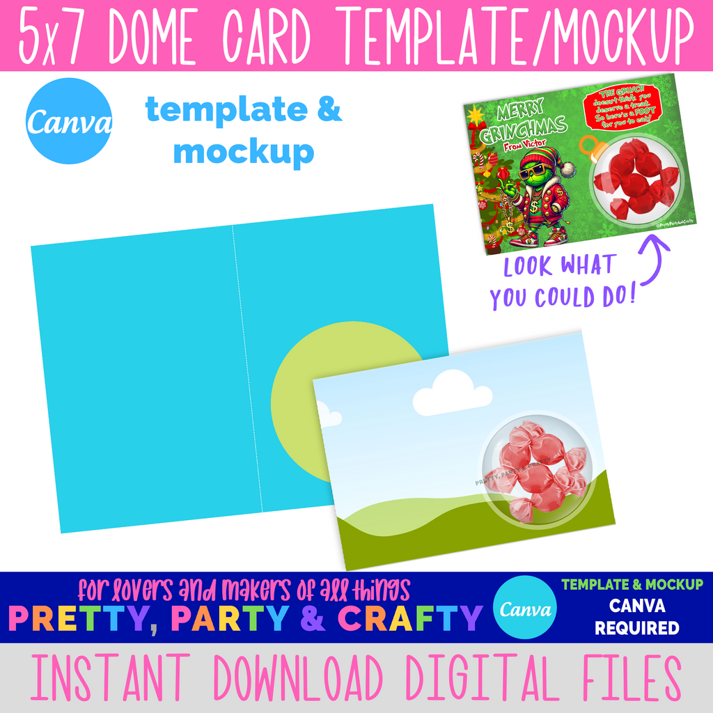 Dome Candy Card Template and Mockup - CANVA – Pretty Party and Crafty