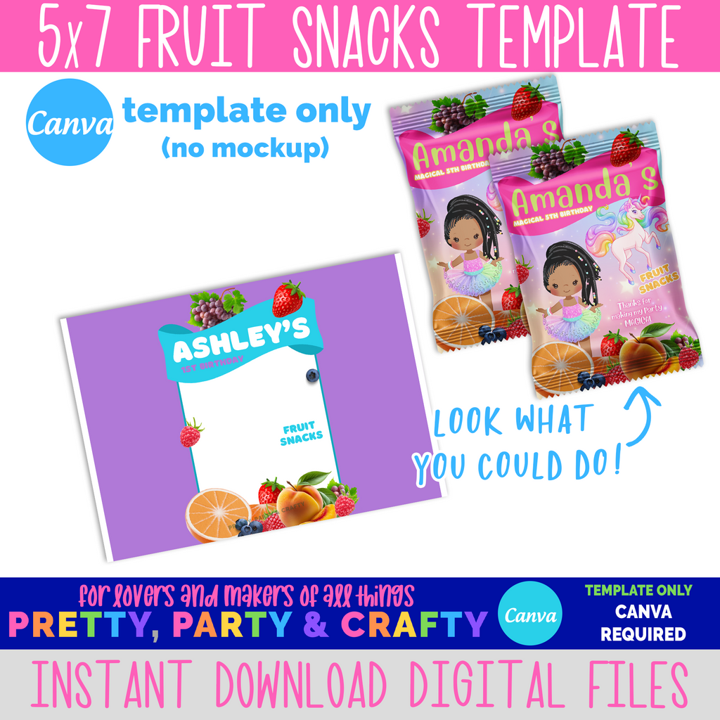 Fruit Snack Wrapper Template-CANVA – Pretty Party and Crafty