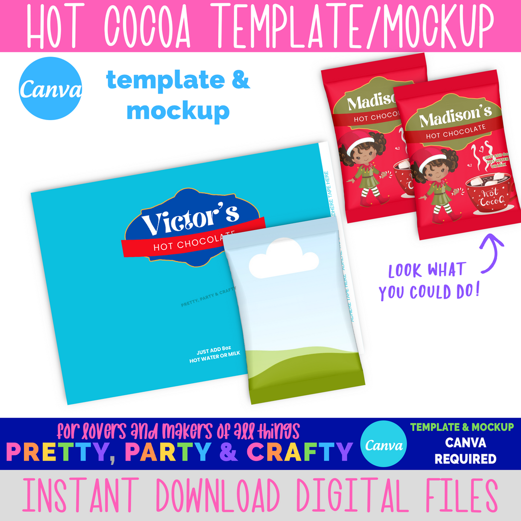 Cocoa Hot Chocolate Template and Mockup - CANVA – Pretty Party and Crafty