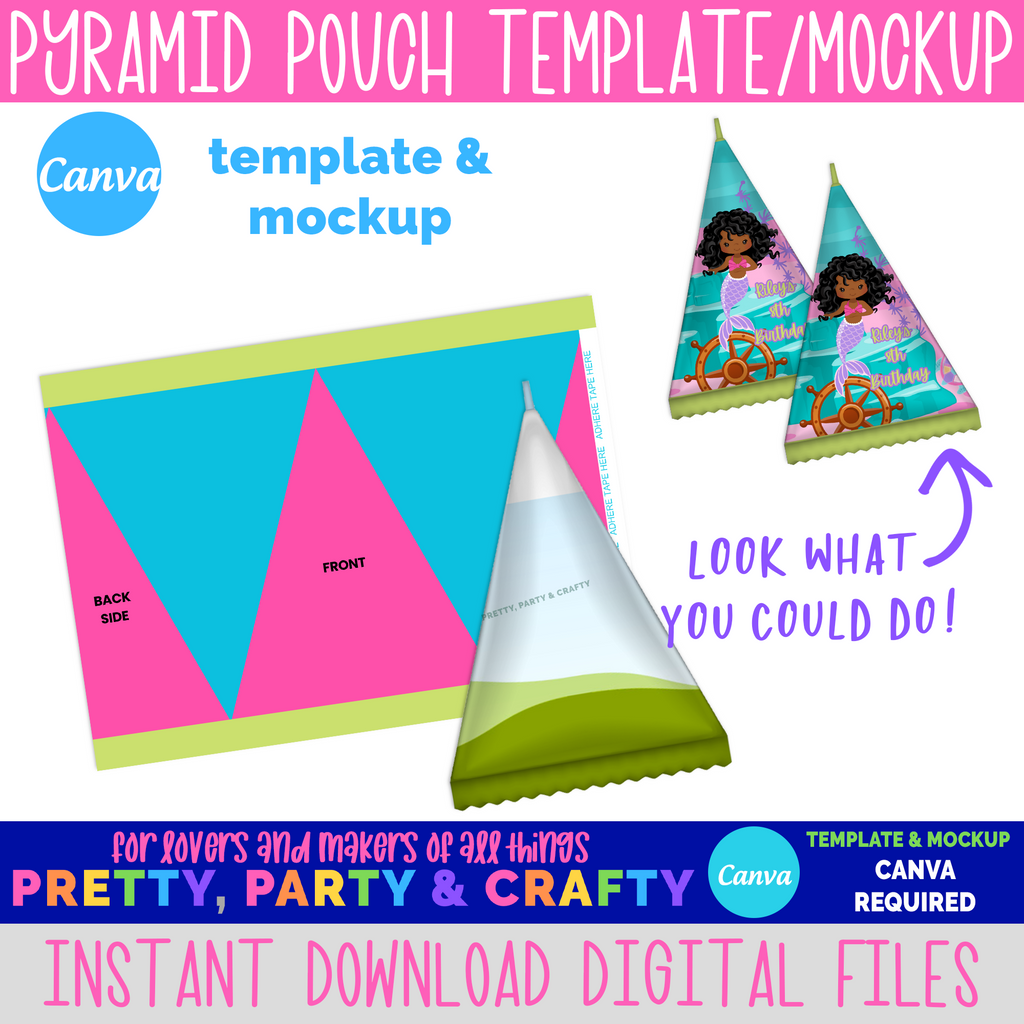 Pyramid Pouch Template and Mockup - CANVA – Pretty Party and Crafty