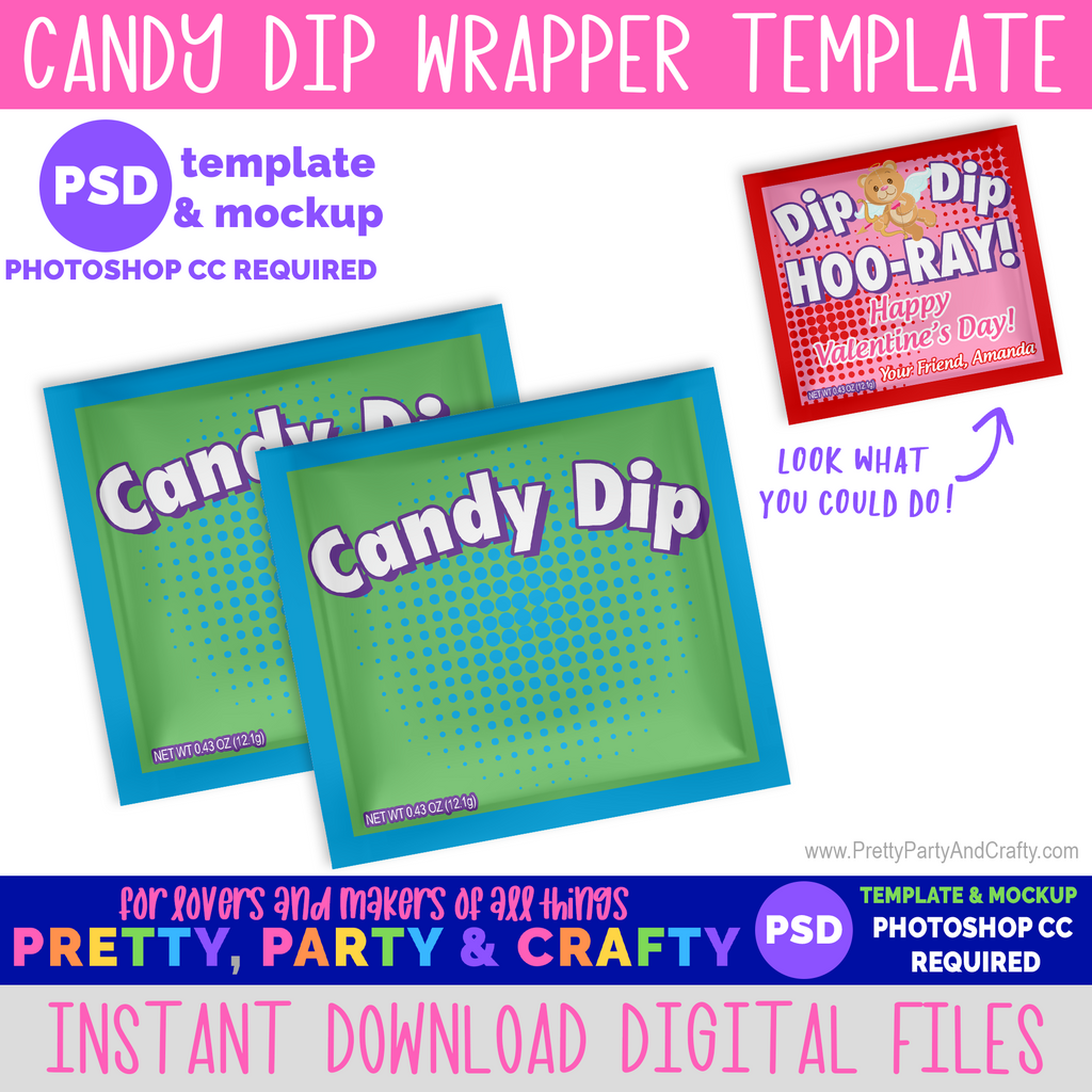 Candy Dip Wrapper Template and Mockup -PHOTOSHOP – Pretty Party and Crafty